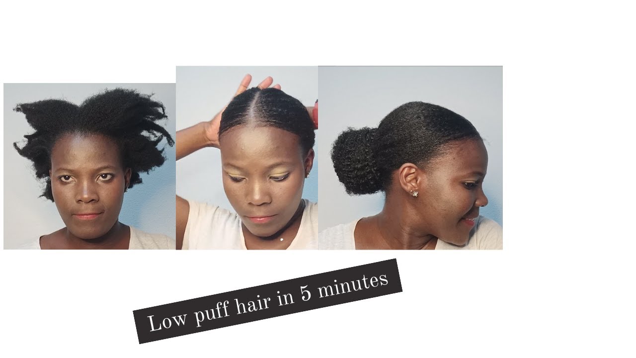 A Quick Sleek Low Puff on Short 4C Natural hair - YouTube