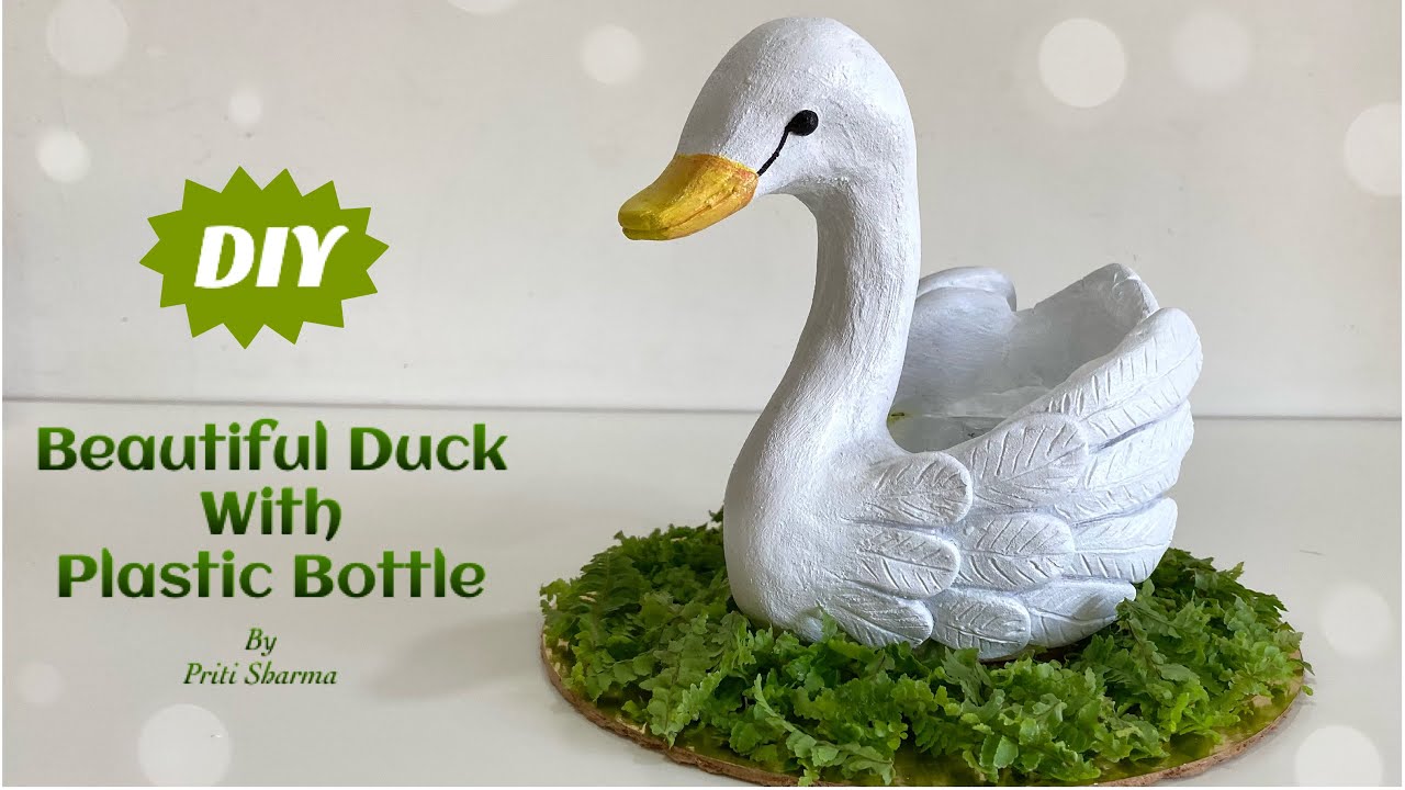 Duck Shape flower pot /Plastic bottle craft Idea / Stylish Flower vase ...
