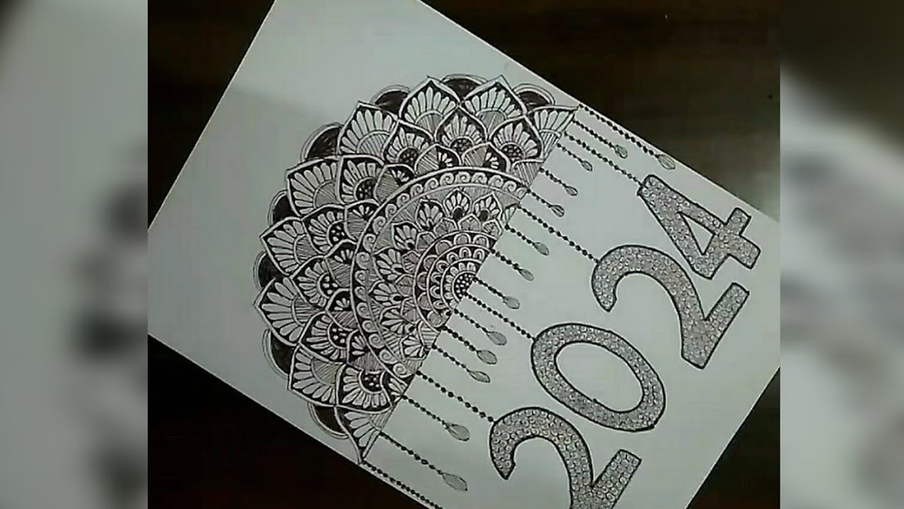 2024 New Year Mandala Art Drawing | New Year Craft Idea | Easy Mandala ...