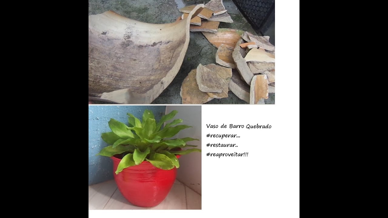 vaso de barro grande quebrado, recuperar.. restaurar.. reutilizar ...