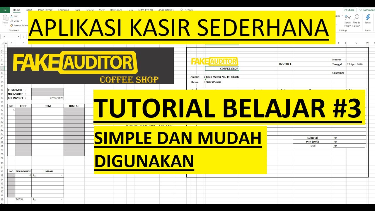 TUTORIAL EXCEL | APLIKASI KASIR SEDERHANA | SIMPLE DAN MUDAH DIPAKAI | COFFEE SHOP - YouTube