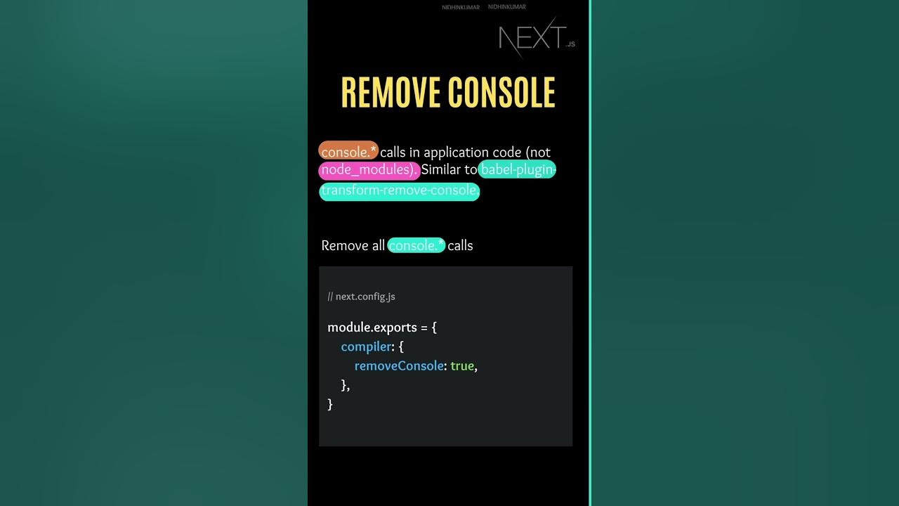 How to remove console logs in Next.js - YouTube