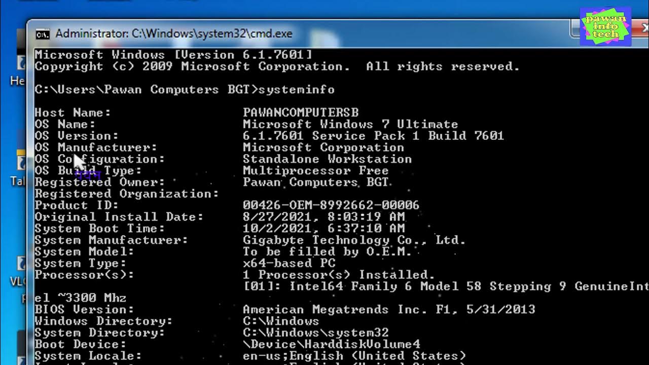 how to use systeminfo command - YouTube