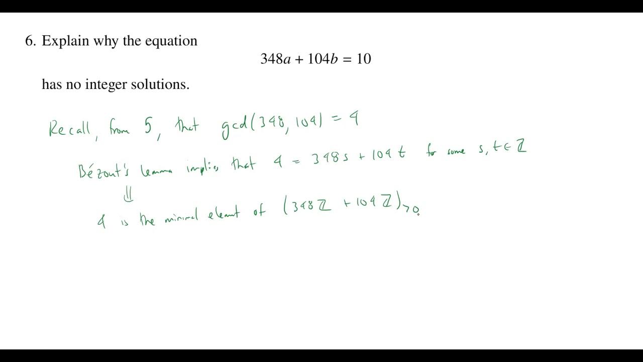 Bézout's Lemma, Applied, Superquiz 2 Problem 6 - YouTube