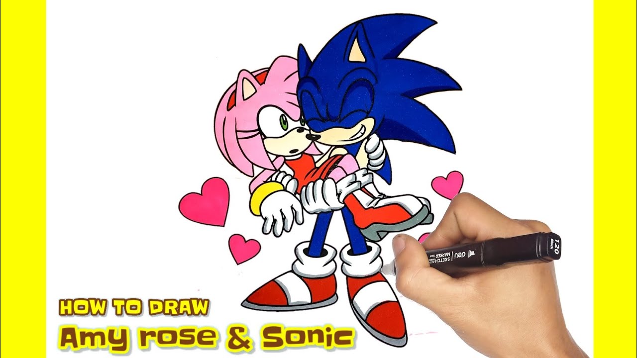 Timee to draw Amy rose & Sonic the hedgehog - YouTube