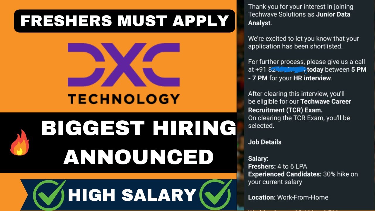 DXC Technology Freshers Hiring Announced | OFF Campus Drive For 2025, 2024, 2023 Batch | Apply ...