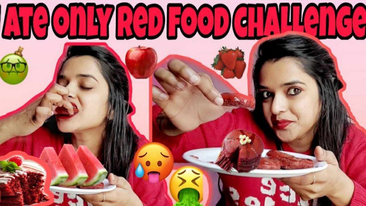 i ate only RED FOOD for 24 hours /food challenge 😣🤐😣 - YouTube