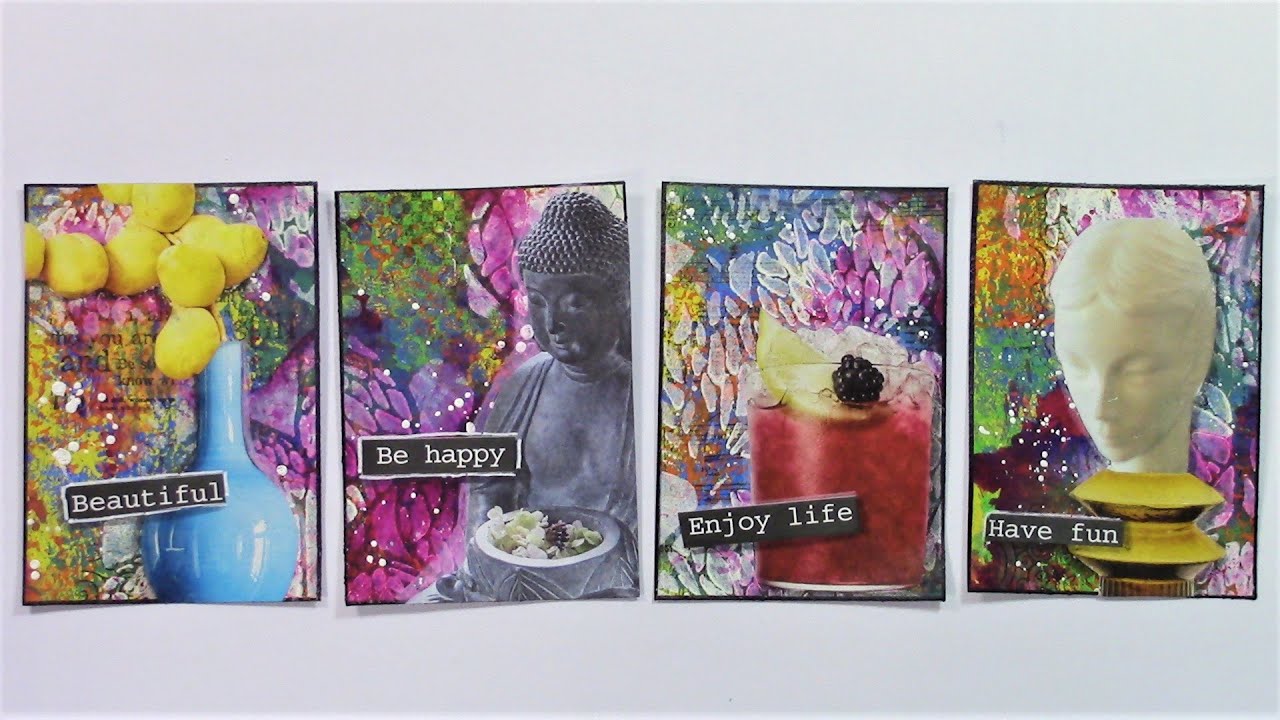 4 ATC - Artist Trading Cards (Künstlersammelkarten) - YouTube