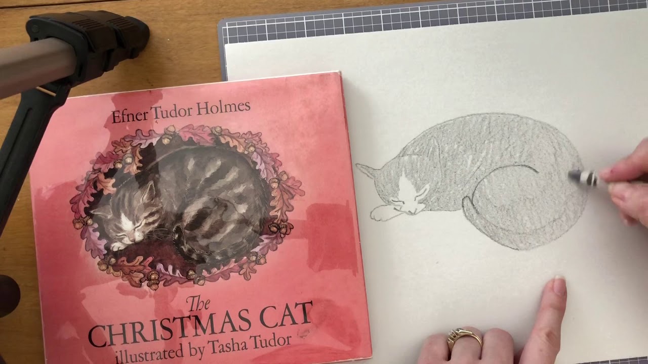 Christmas Book Art: The Christmas Cat ~ Draw a Cat with Me - YouTube