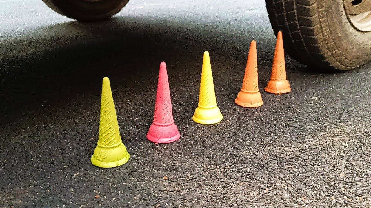 Car vs Icecream Colourful cones//cone experiment//Car Experiment//Mango ...