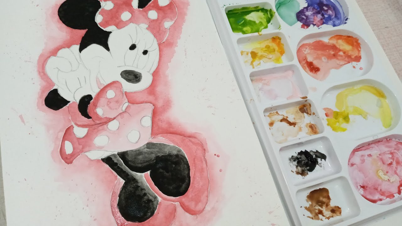 Minnie Mouse In Watercolor | Part 2 - YouTube