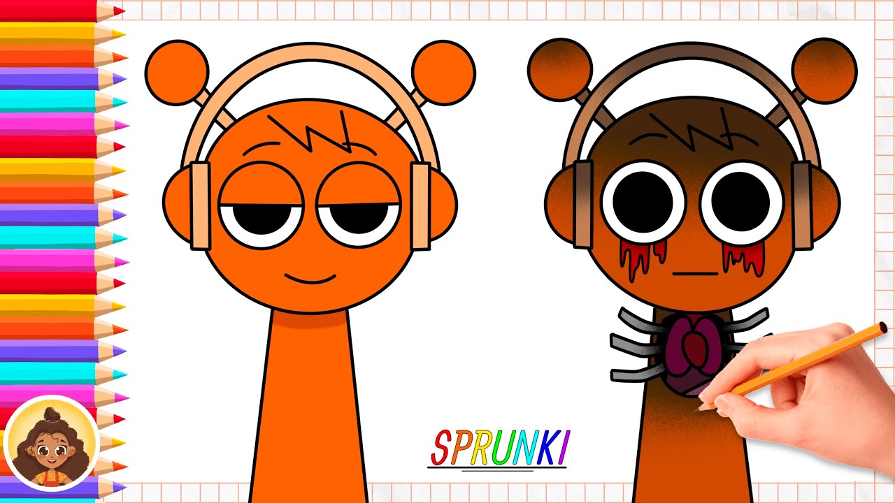 How to Draw Oren (orange) & Oren horror version | from Sprunki ...