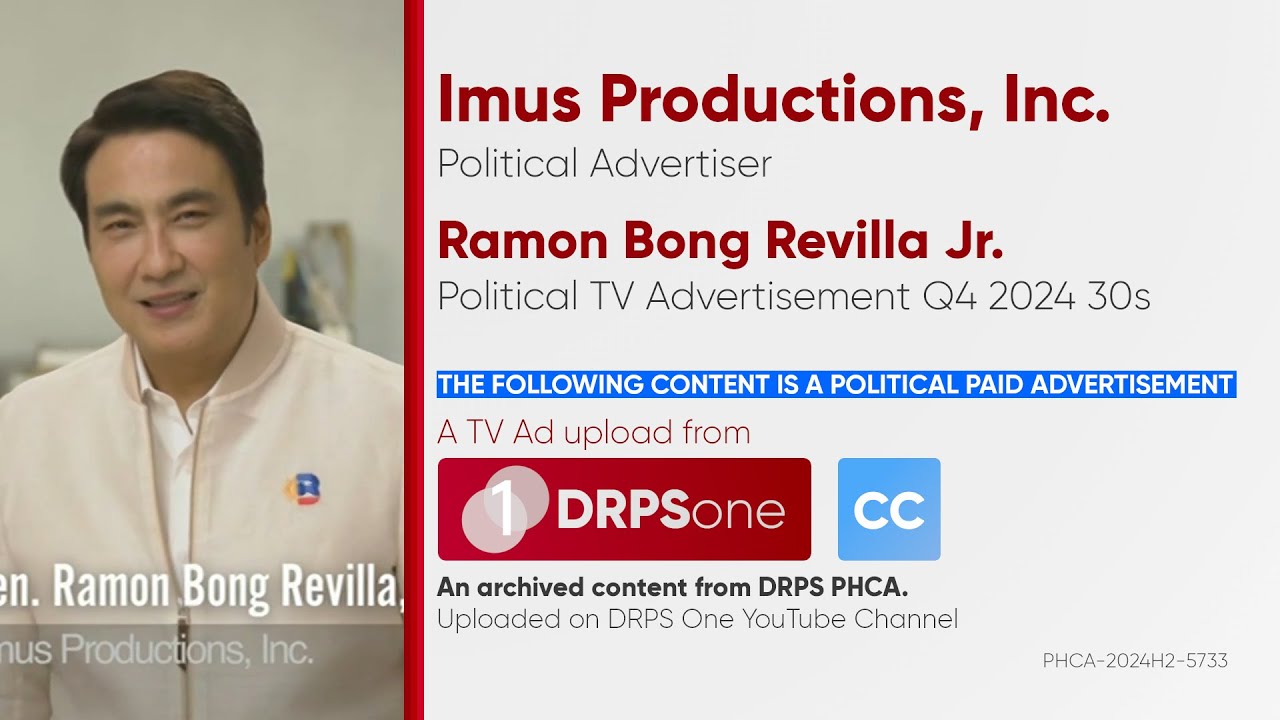 Ramon Bong Revilla Jr. Political TV Ad Q4 2024 30s [CC] - YouTube
