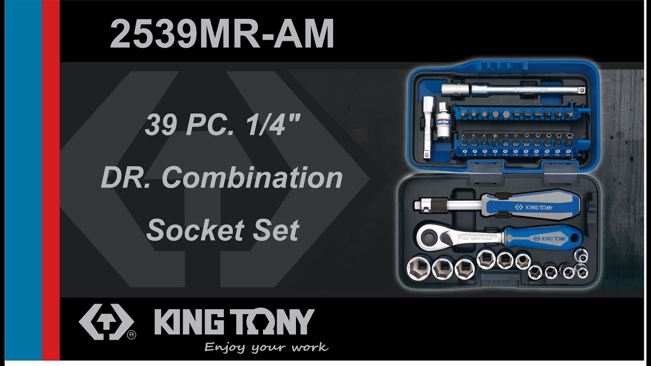 KING TONY-2539MR-AM 1/4"DR. Combination Socket Set - YouTube