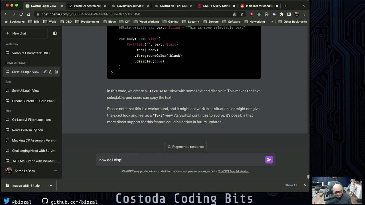 Session 9 SwiftUI Coding with GitHub CoPilot and ChatGPT - YouTube