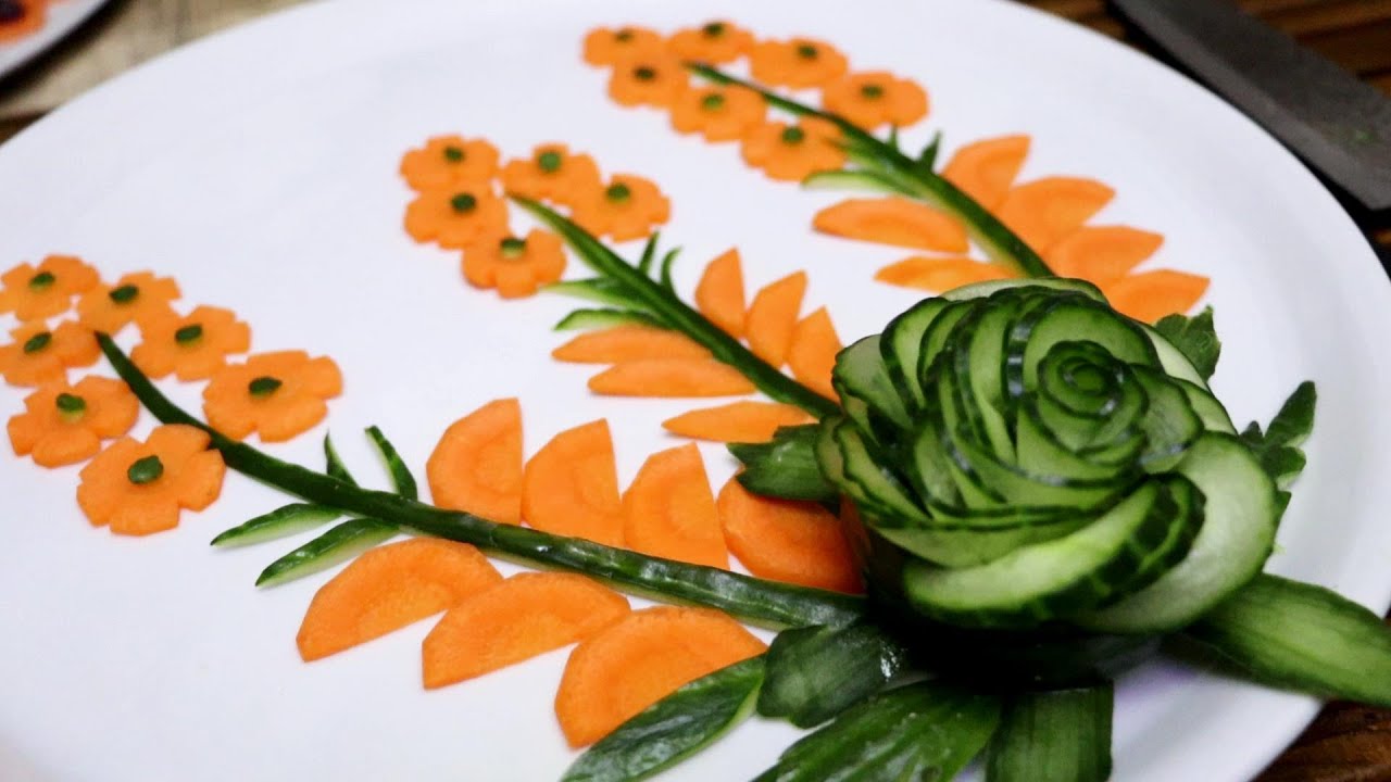 Art In Cucumber Show - Vegetable Carving Cucumber Rose Salad Decoration ...