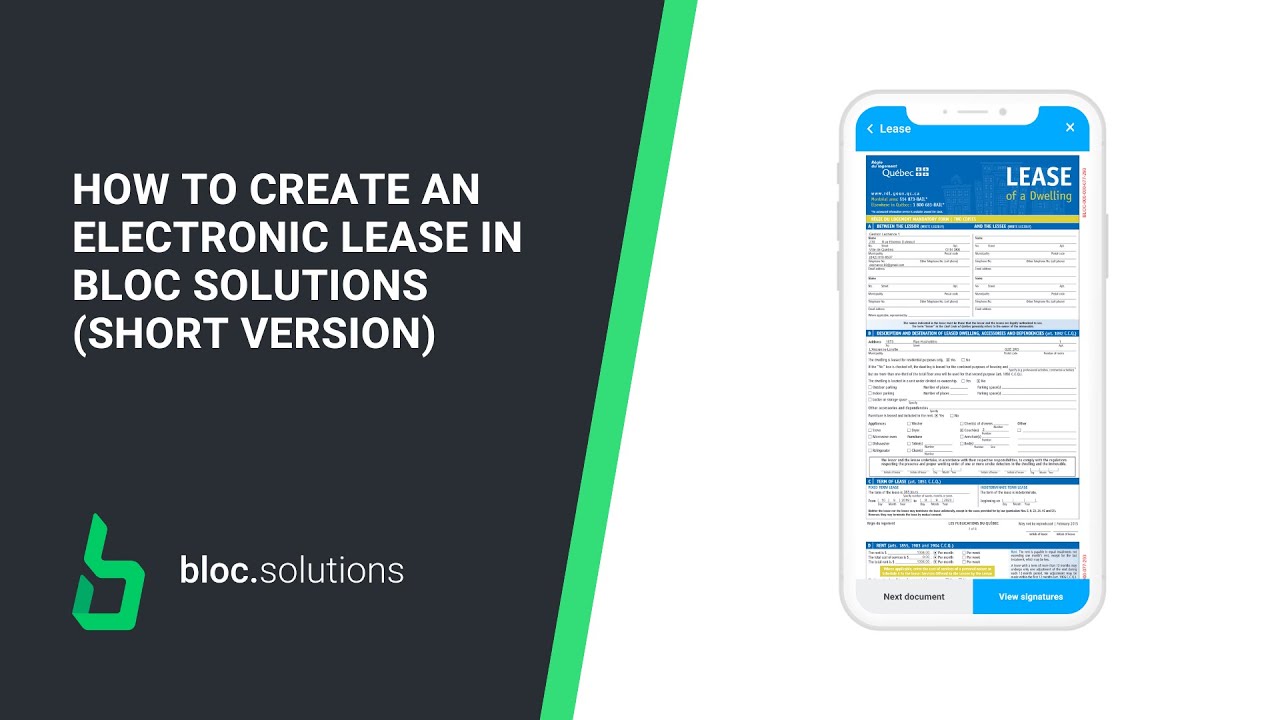How to create an electronic lease in Bloc Solutions - YouTube