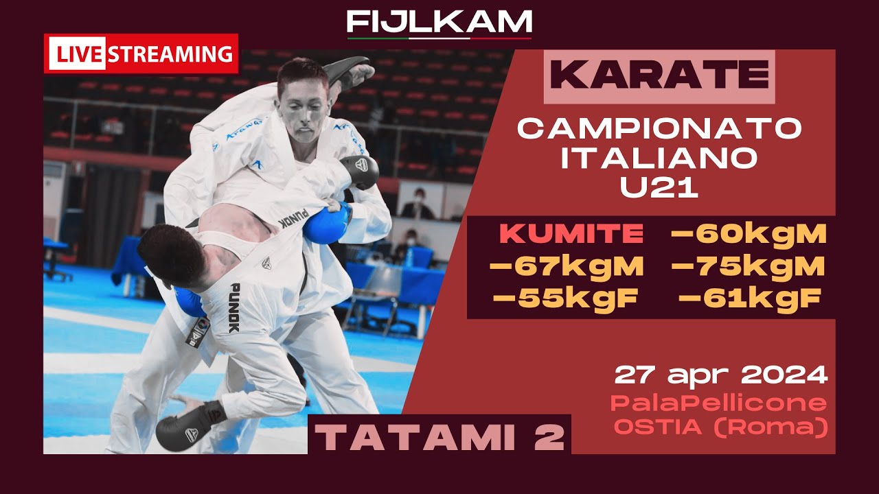 KARATE - Campionato Italiano U21 2024 - Day2 Kumite - Tatami2 - YouTube