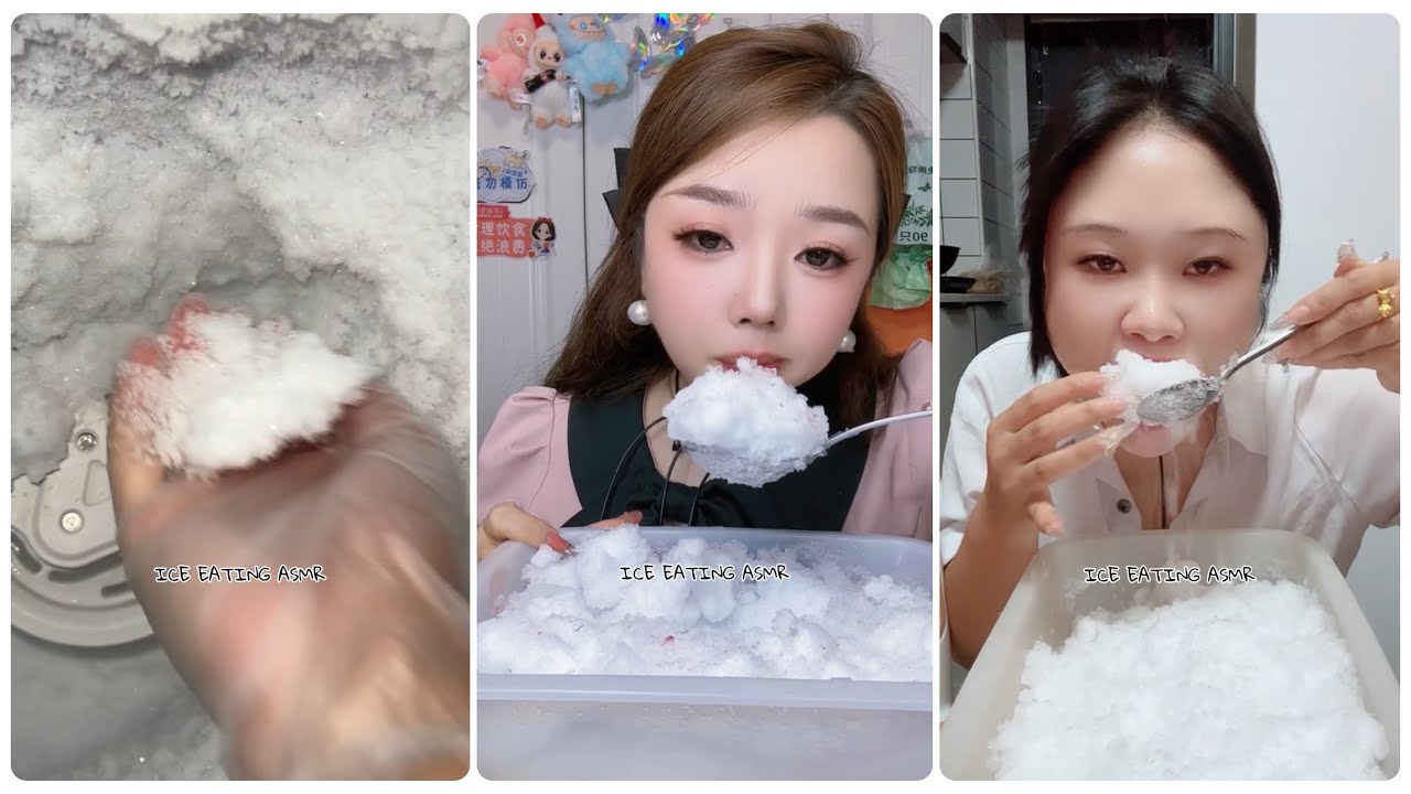 Super Crunchy Ice ASMR | Eating Snow Ice from the Fridge - YouTube