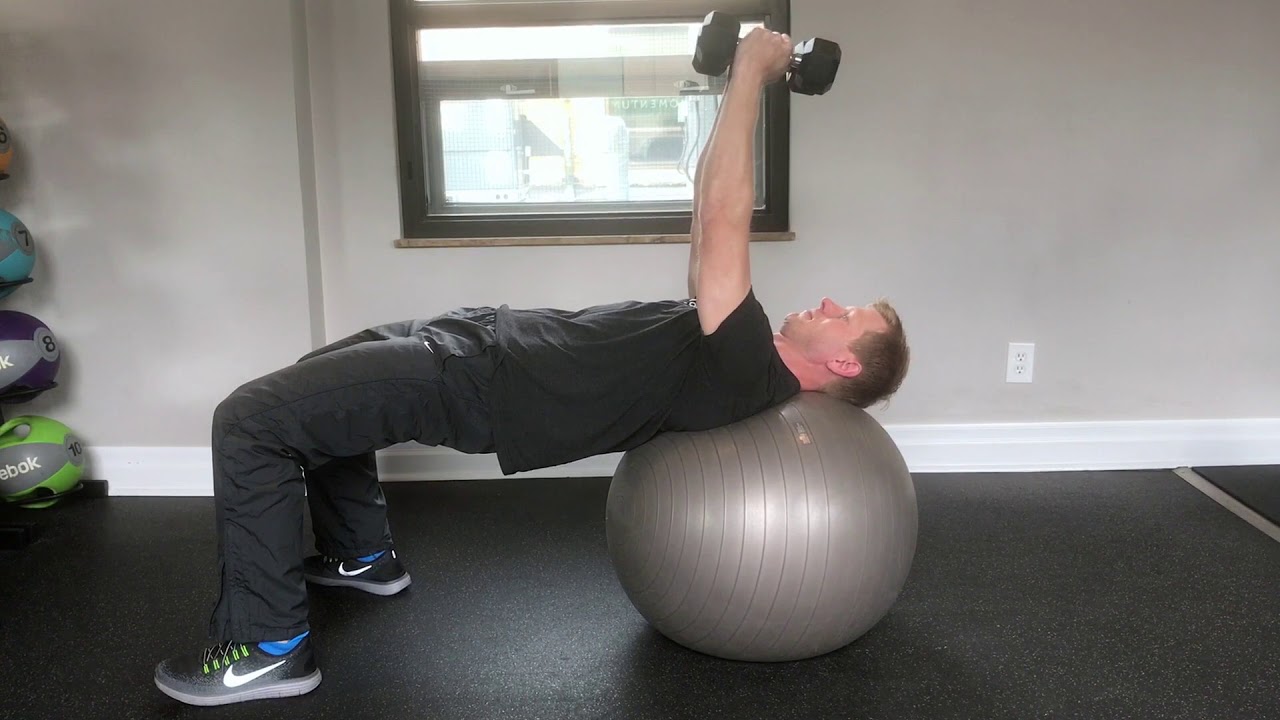 Stability Ball Alt. Dumbbell Chest Flies - YouTube