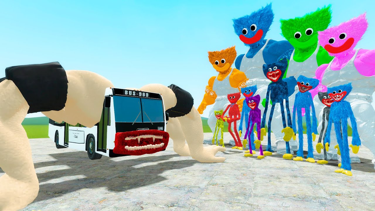 BUFF MUTANT BUS EATER VS ALL HUGGY WUGGY in GARRY'S MOD! POPPY PLAYTIME ...