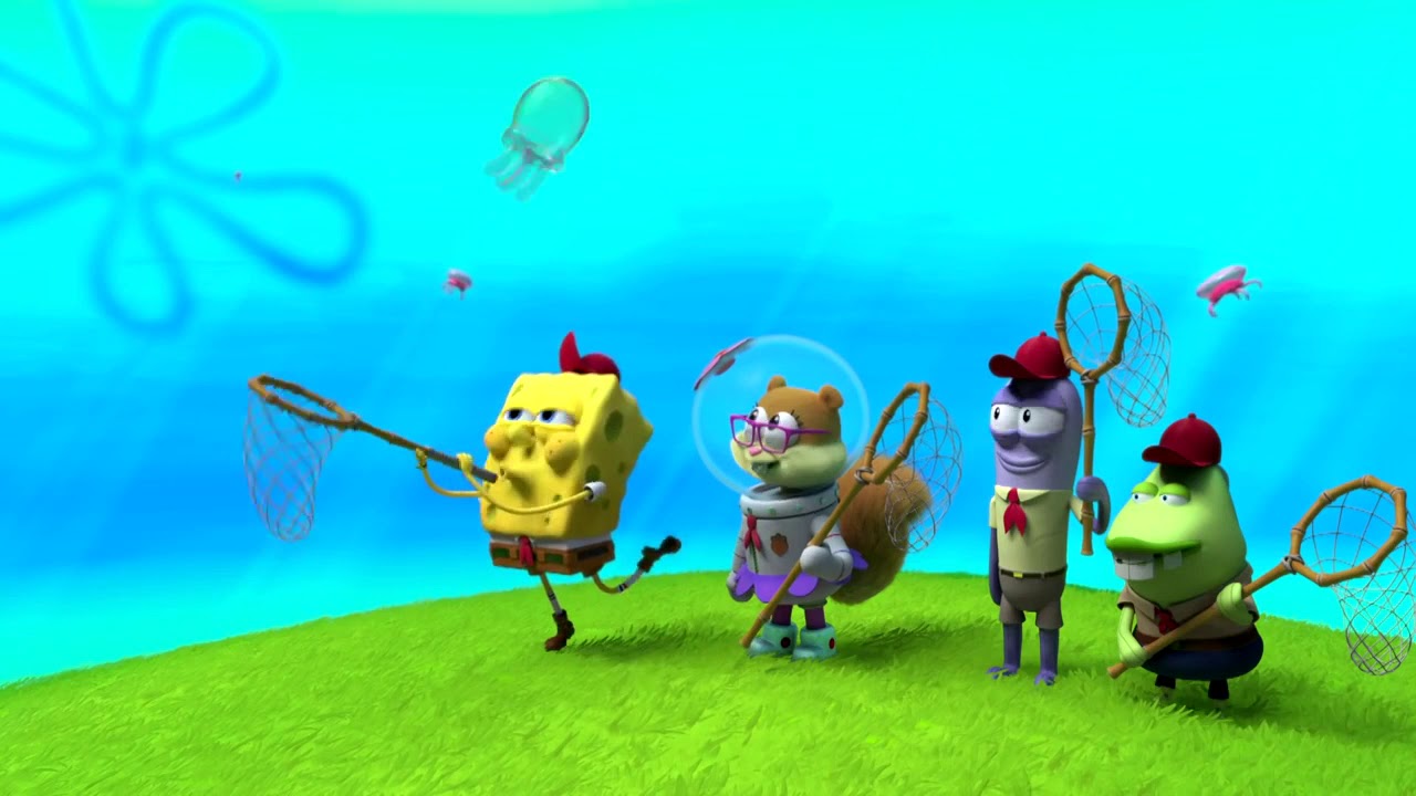 SpongeBob Blows Bubbles with a Jellyfish net - YouTube