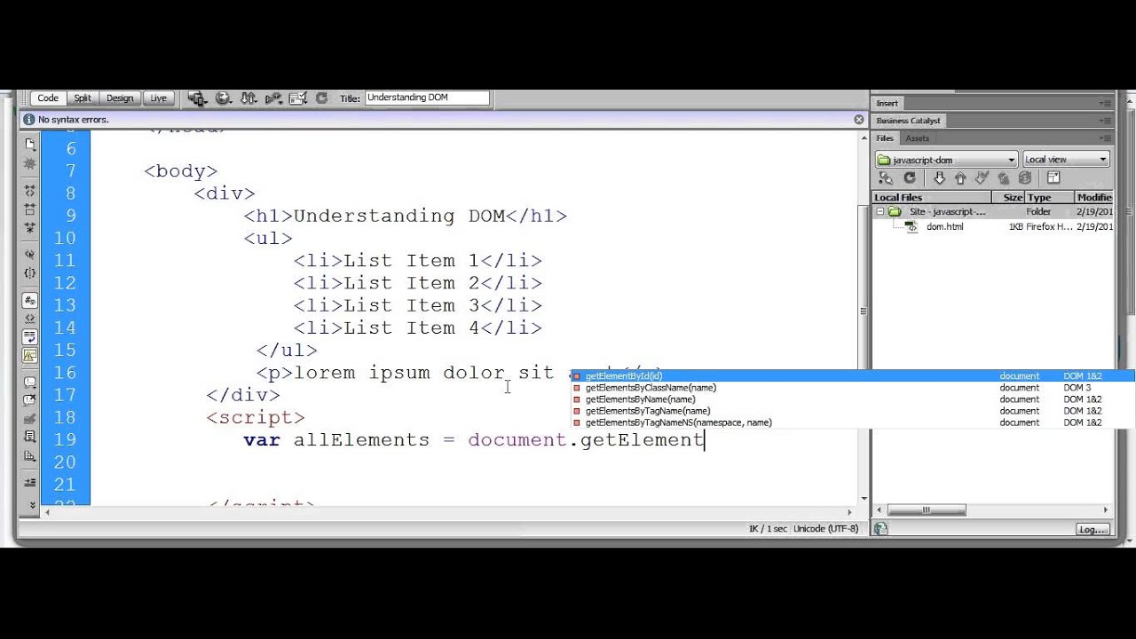 Javascript Dom Introducing Getelementsbytagname Youtube