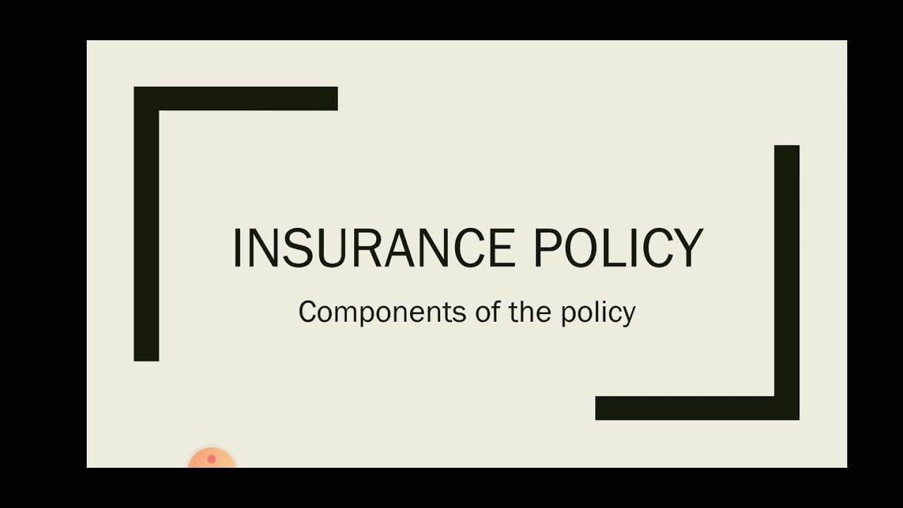 Insurance Policy,components of the Policy ,Heading,Preamble,Exclusions ...