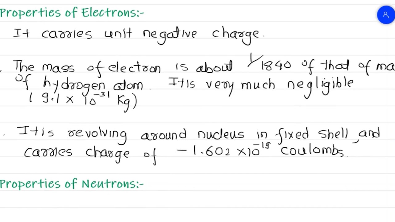 Properties Of Proton, Electrons & Neutrons - YouTube