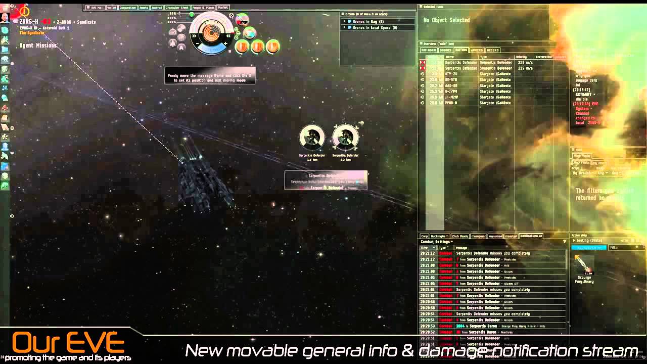 EVE Online New Movable Damage Notification Stream - YouTube