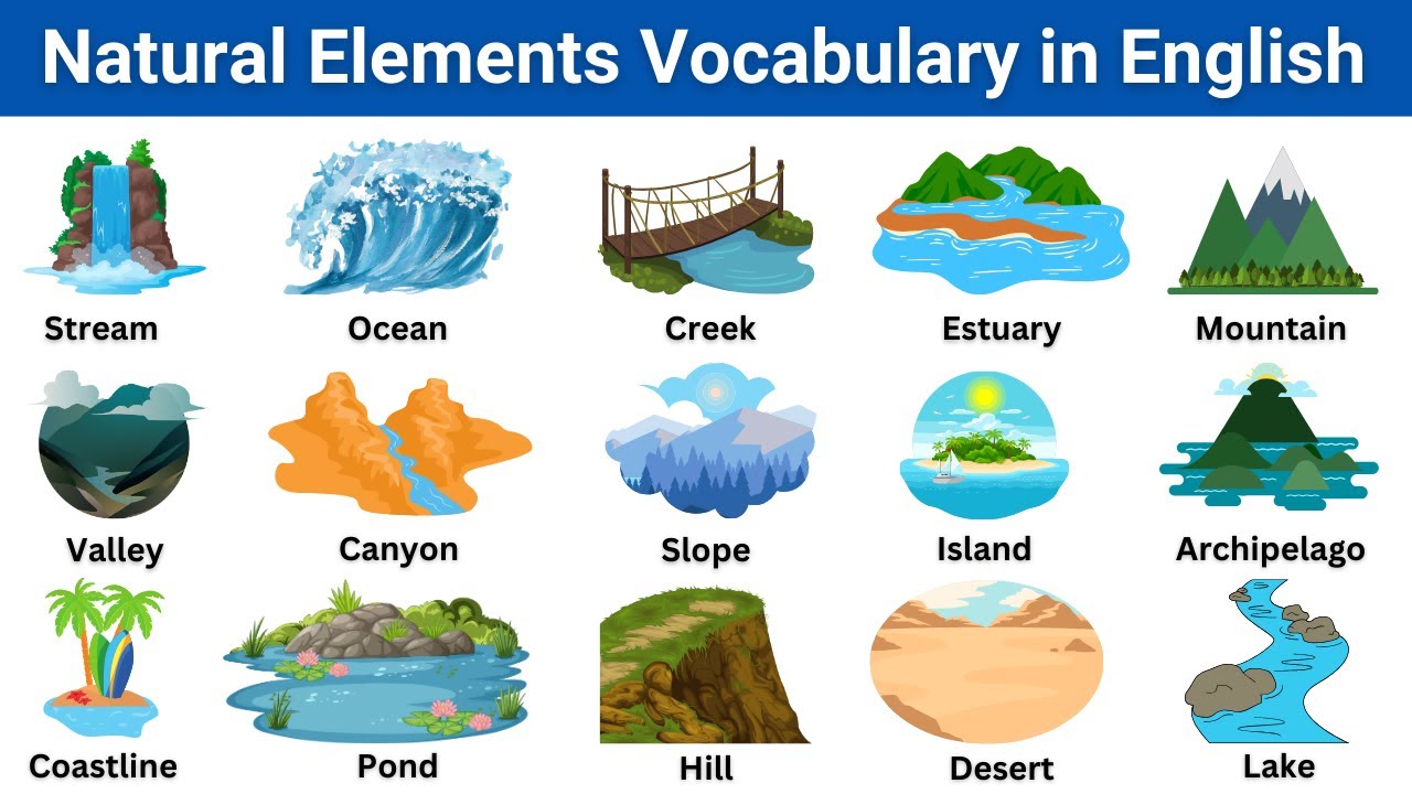🌿 Natural Elements Vocabulary in English with Pictures | 🌊 Name the ...