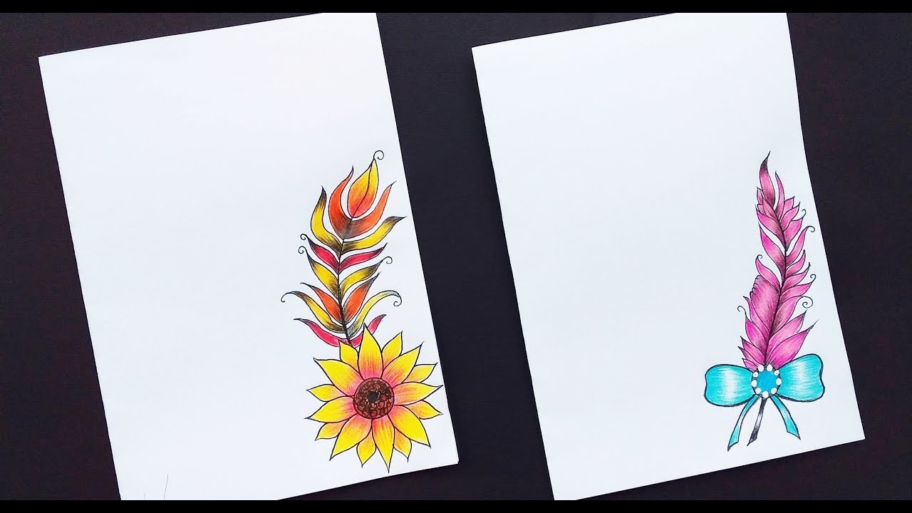 Easy Front page for project | Antique Border Design on paper | khata ...