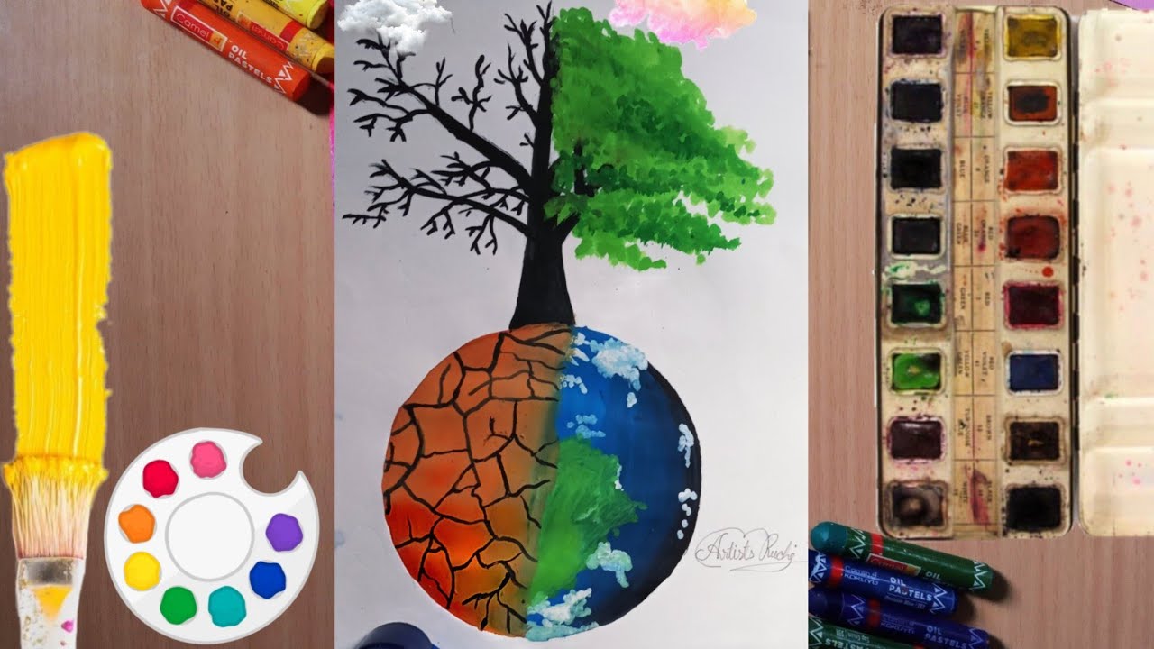Jal jivan hariyali drawing with painting colour - YouTube