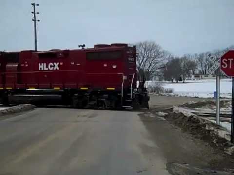 HLCX 992 rolls lite over jct road 2/18/13 - YouTube