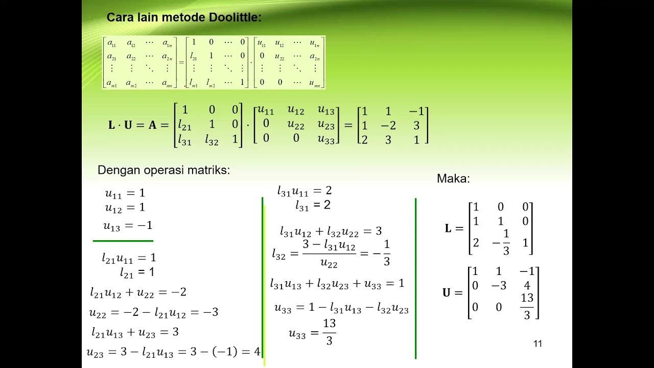 AL_6c _ Dekomposisi LU - Doolittle - YouTube