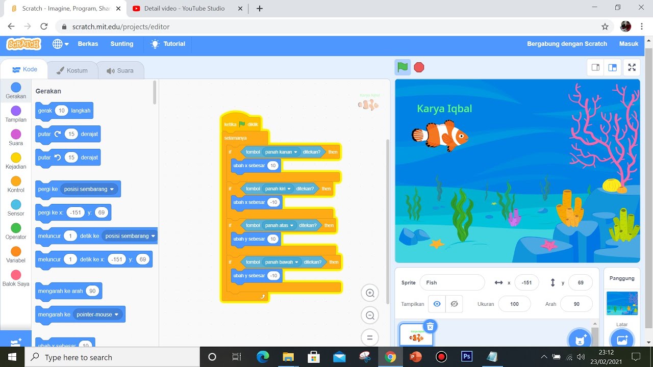 Cara Menggerakkan Objek pada program Scratch - YouTube