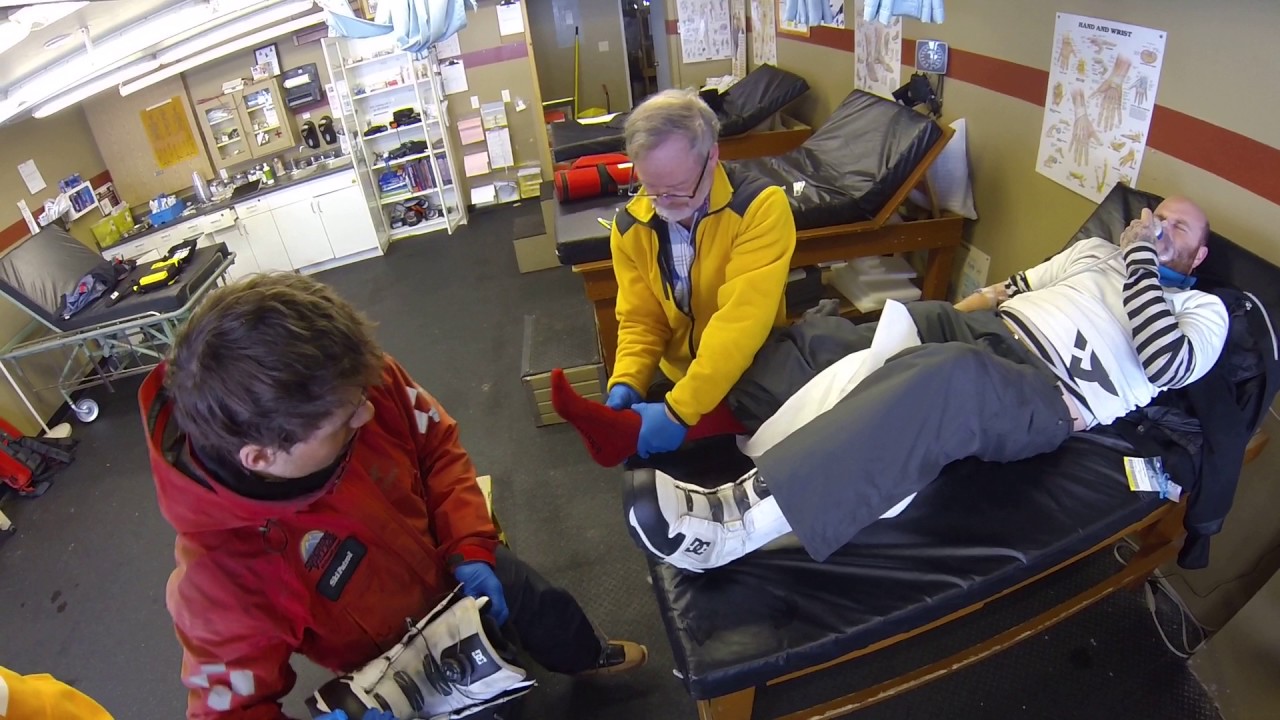 Broken leg snowboard boot removal. OUCH - YouTube