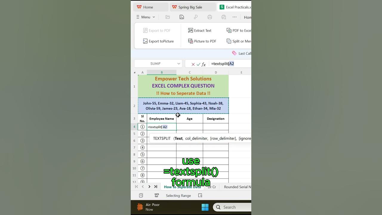 How to Separate Data in MS Excel Complex Question | #excel #exceltips #exceltricks # ...