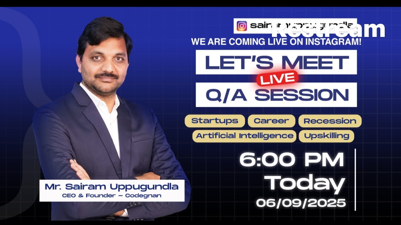 Exclusive Q&A with Sairam Uppugundla | Startups, Careers, AI, Recession & Upskilling - YouTube