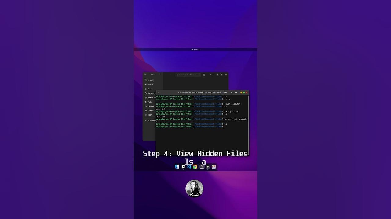 Hiding Files in Linux Using Terminal || day 5/30 Linux challenge ||#linux #cmd #coding # ...