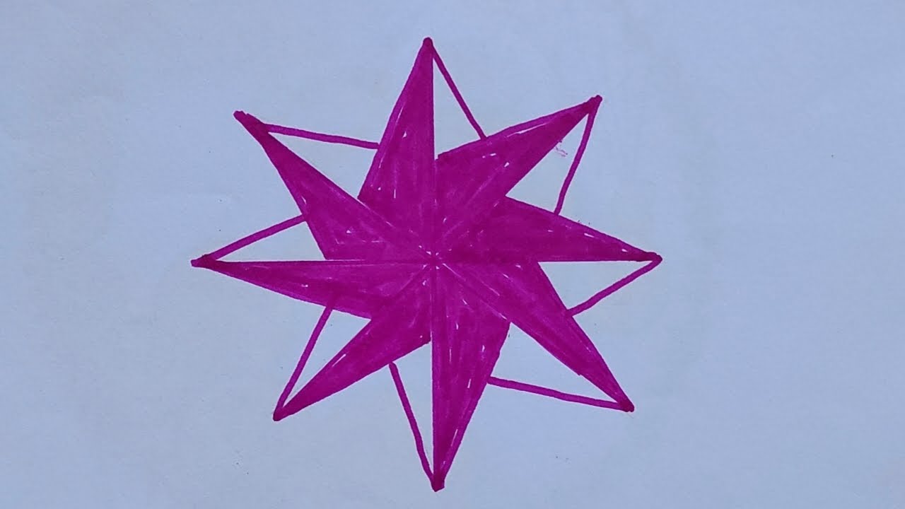 How to draw 3D star from. + // Easy star drawing - YouTube