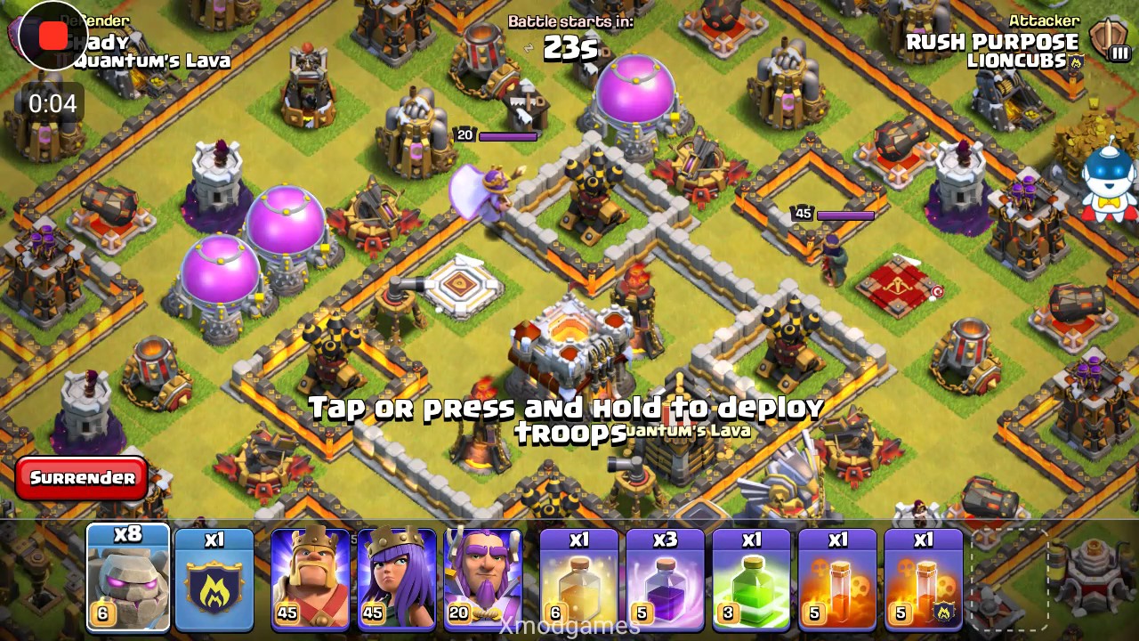 Mass max golem attack on th11 base - YouTube