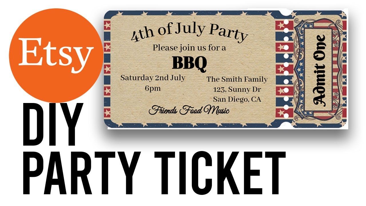 How to create 4th of July party ticket with befunky.com - YouTube