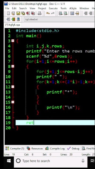 Display Pyramid Pattern Of C Programming Language In Dev C Compiler 💻