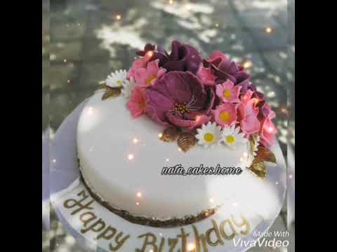 Şəkər xəmirindən güllərlə bəzədilmiş tort whatsapp 055 352 64 80