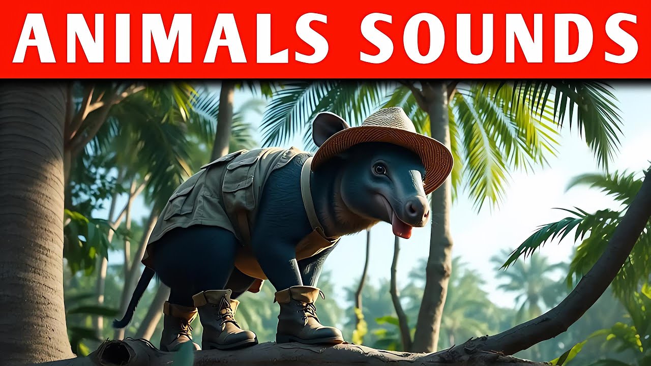 Tapir Animal Sound wearing boots, Clothes and farmer's hat, is in the ...