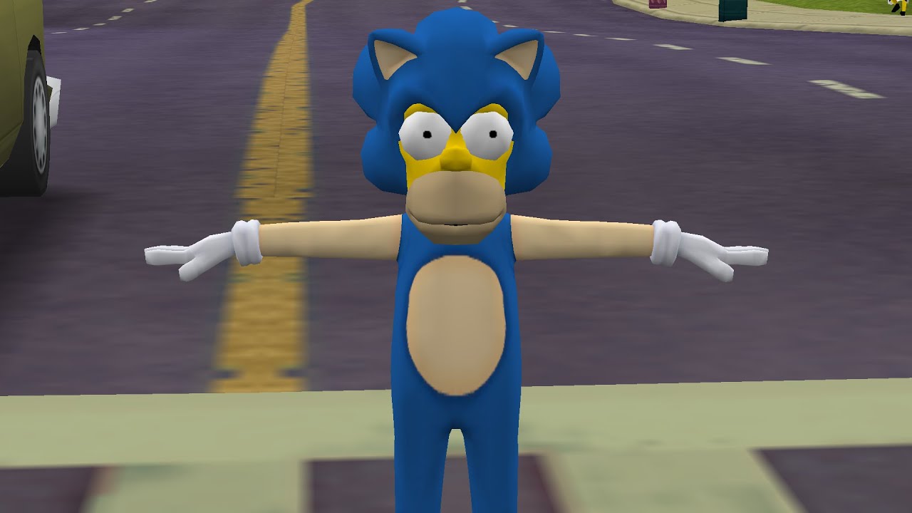The Simpsons Hit & Run - T-Stance WTF Sonic Homer Mod! - YouTube
