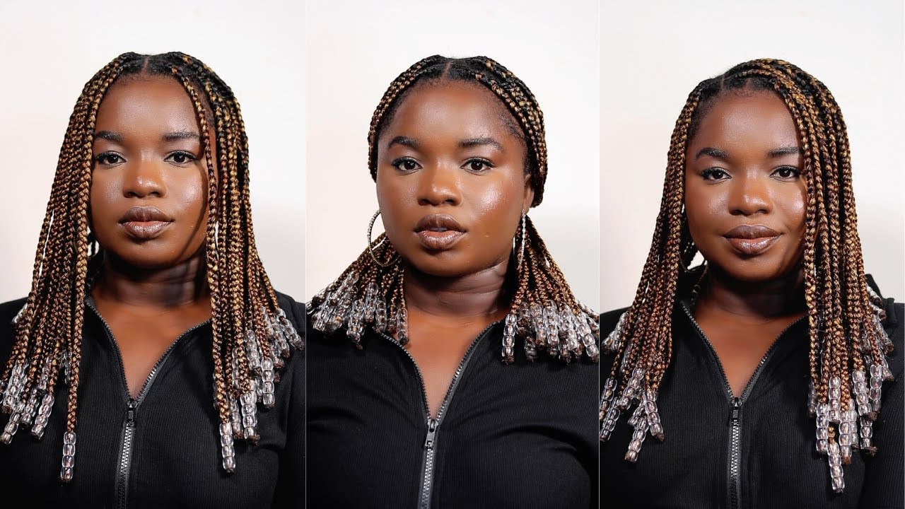 SHORT MEDIUM KNOTLESS BOX BRAIDS with beads | PERFECT HAIRSTYLE FOR THE ...