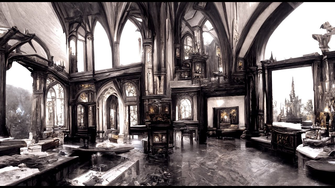 " gothic interior parametric mansion hyper realistic 8k by Albert ...