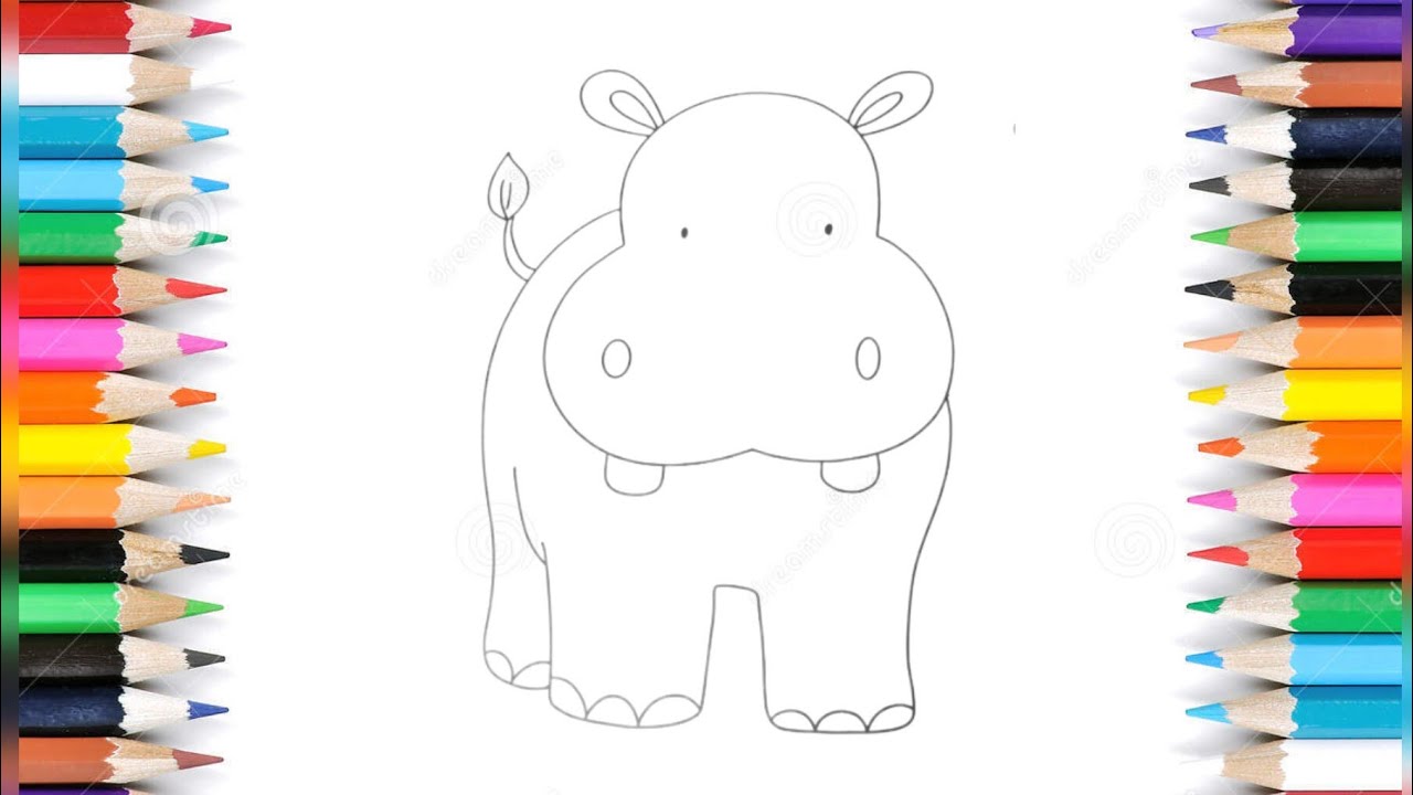 How To Draw A Hippo - YouTube